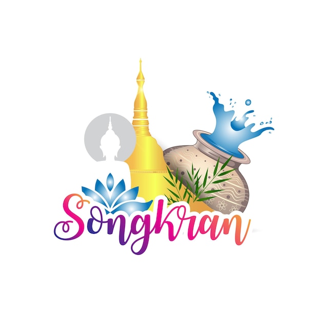 Vibrant Songkran Festival Celebration with Thai Landmarks | Jiffy Designs