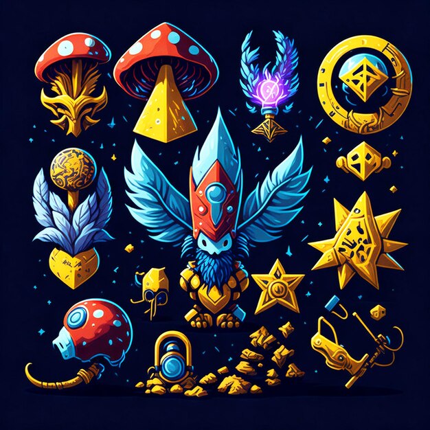 Vibrant Collection of Magical Fantasy Symbols and Emblems | Jiffy Designs