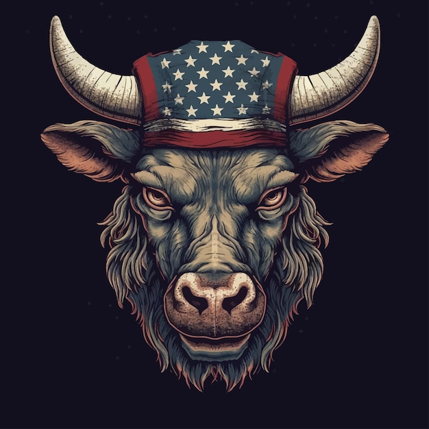 Patriotic American Buffalo with Bandana Hat | Jiffy Designs