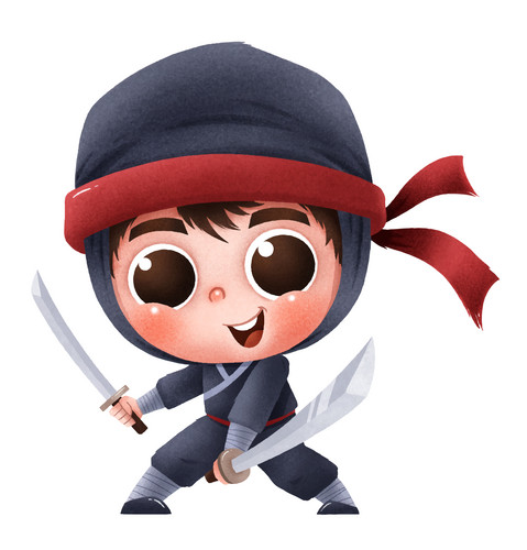 Vector Illustration Of Cartoon Ninja. Cute Character Ninja Kids | Jiffy ...