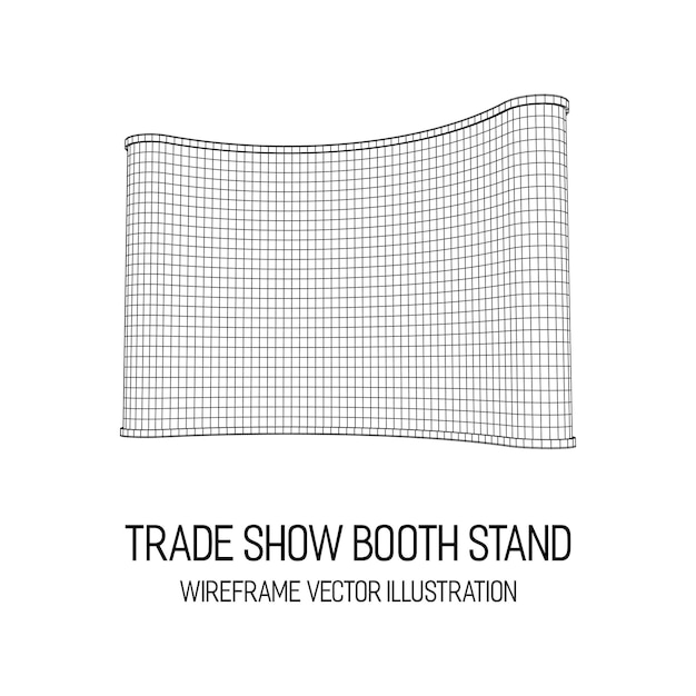 Curved Wireframe Trade Show Booth Stand Design Illustration | Jiffy Designs