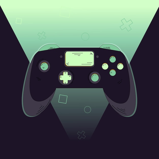 Retro Gaming Controller in Minimalist Neon Green Palette | Jiffy Designs