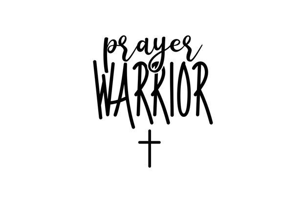 Powerful Calligraphic Lettering of 'Praying Warrior' with Cross | Jiffy ...