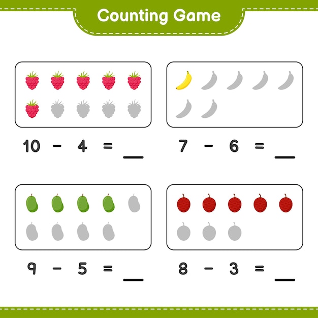 Vibrant Fruit Collection: Counting and Subtracting Game | Jiffy Designs