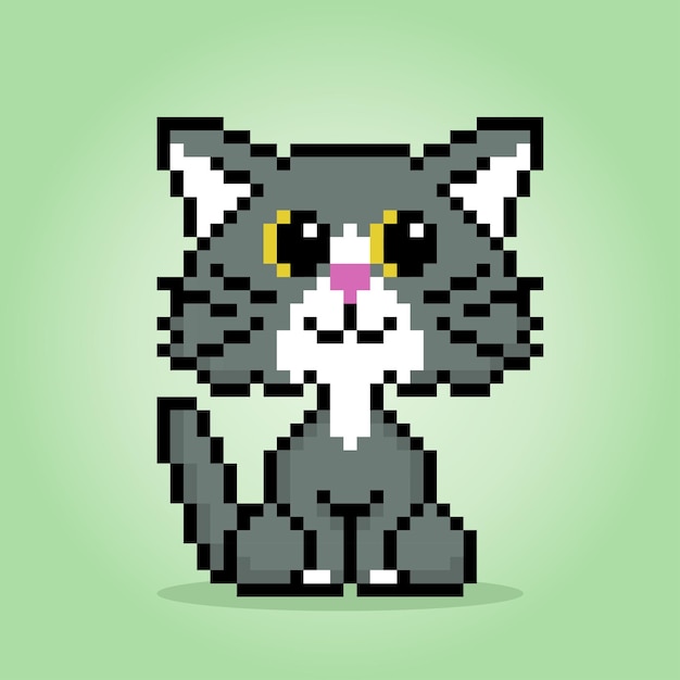 Adorable Pixel Art Tabby Cat with Playful Expression | Jiffy Designs