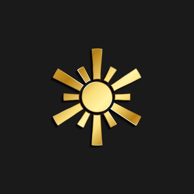 Radiant Golden Sun Emblem on Sleek Black Background | Jiffy Designs