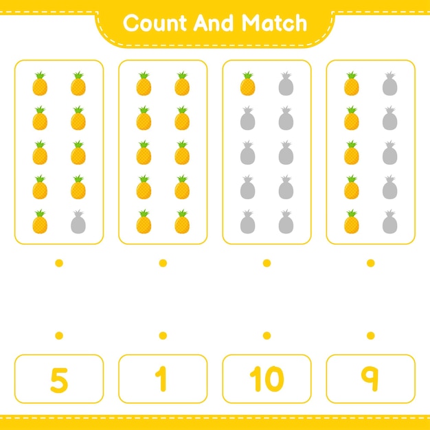 Cheerful Pineapple Count and Match Activity | Jiffy Designs