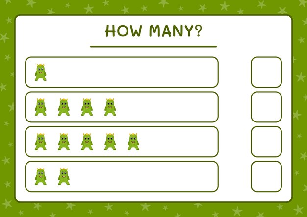 Counting Adorable Green Monsters on a Vibrant Background | Jiffy Designs