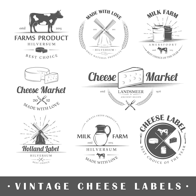 Vintage Cheese Labels: Rustic Farmhouse Dairy Emblems and Logos | Jiffy ...