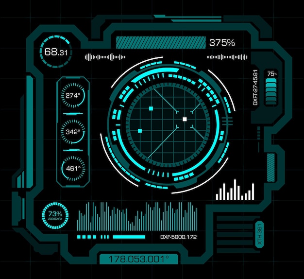 Futuristic Radar Display with Digital Metrics and Graphs | Jiffy Designs