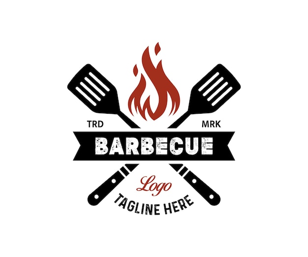 Sizzling Barbecue Logo with Flaming Spatulas and Tagline | Jiffy Designs