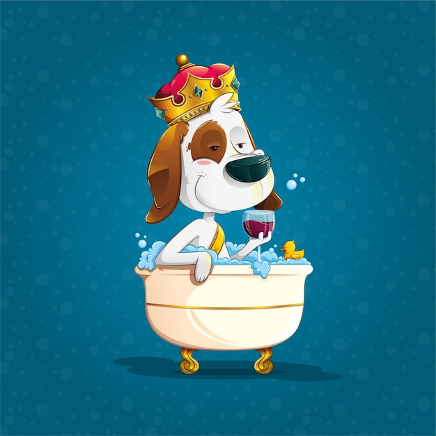 Regal Pup Relaxing in a Bubble Bath | Jiffy Designs