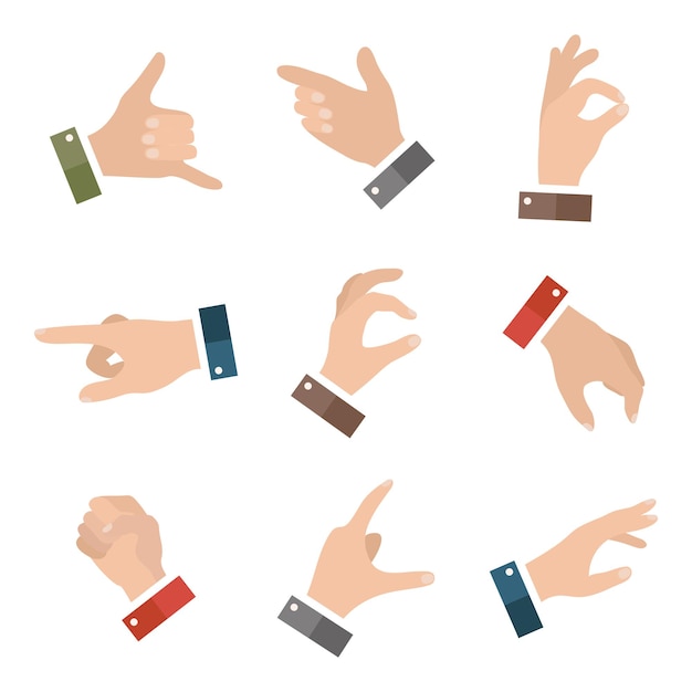 Diverse Hand Gestures in Vibrant Illustration Style | Jiffy Designs