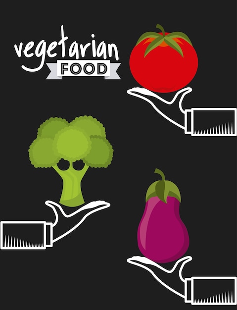 Vegetarian Food Illustration with Stylized Produce and Typography ...