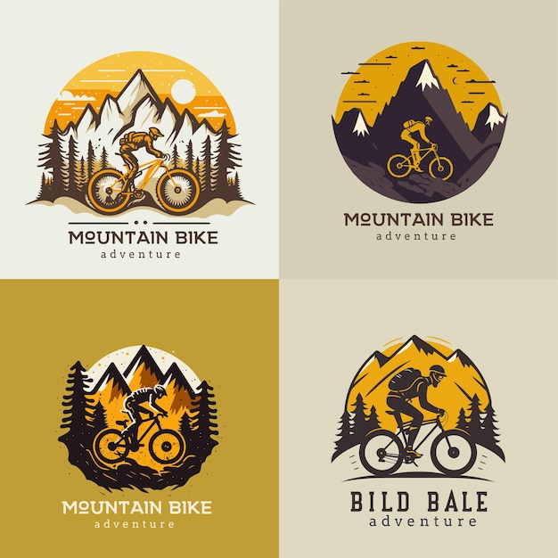 Vibrant Mountain Bike Adventure Emblem Collection | Jiffy Designs