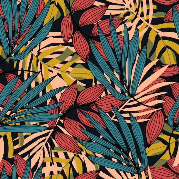 Vibrant Tropical Foliage Pattern with Overlapping Leaves | Jiffy Designs