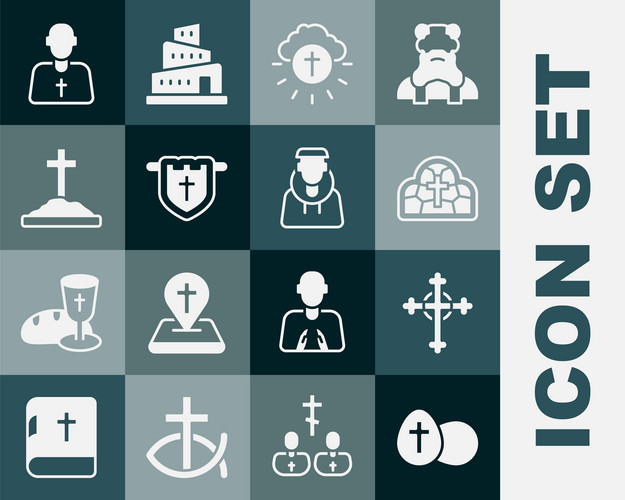 Set Easter Egg Christian Cross Stained Glass Religious Circle Flag With ...