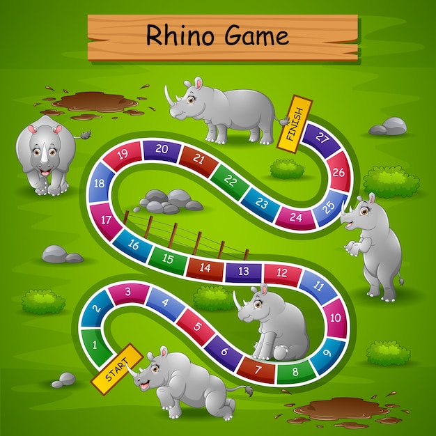 Colorful Rhino Game Board with Playful Rhinoceros | Jiffy Designs