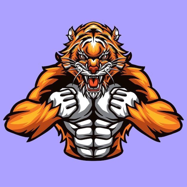 Fierce Tiger Warrior with Powerful Muscular Physique | Jiffy Designs
