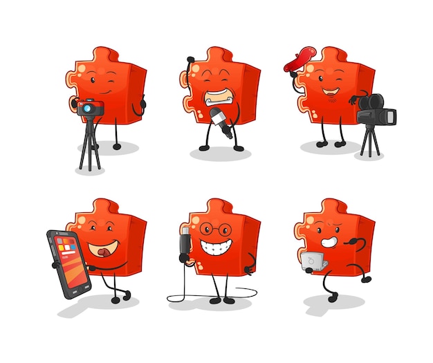 Vibrant Jigsaw Puzzle Mascot Collection with Diverse Poses and ...