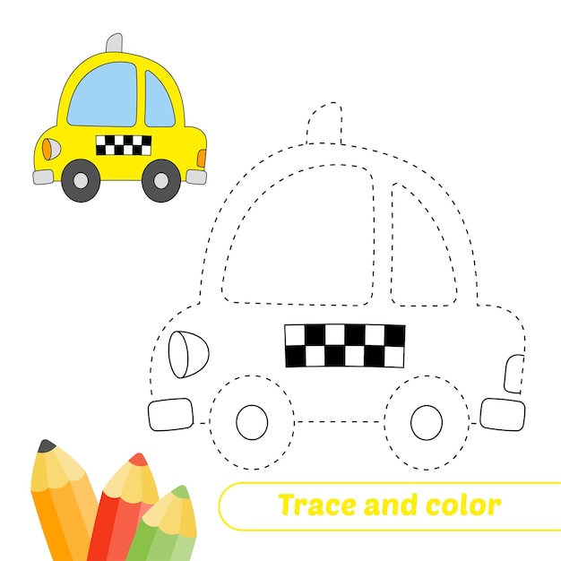 Charming Taxi Cab: A Fun Coloring and Tracing Activity | Jiffy Designs