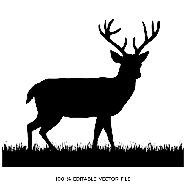 Majestic Silhouette of a Stag Against White Background | Jiffy Designs