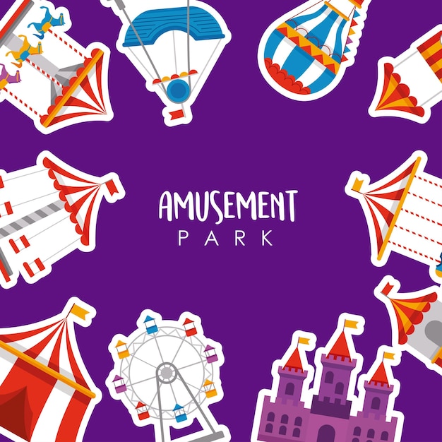 Vibrant Amusement Park Attractions in Playful Illustration | Jiffy Designs