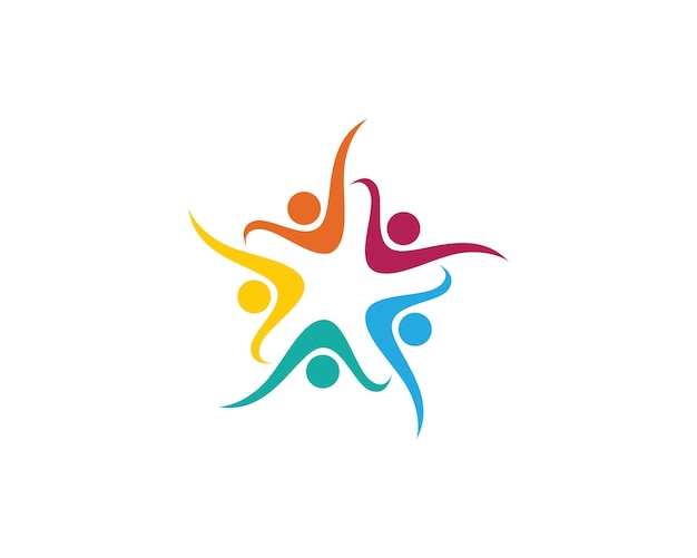 Vibrant Figures Forming a Radiant Star Icon | Jiffy Designs