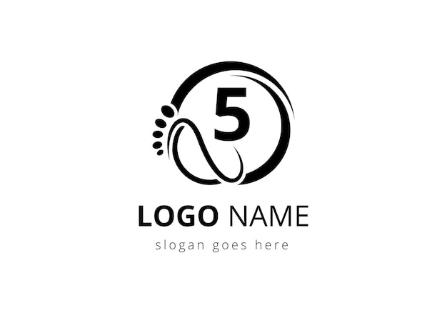 Minimalist Circular Logo with Playful Foot Icon and Number 5 | Jiffy ...
