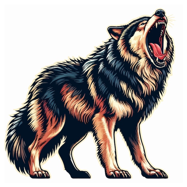 Fierce and Majestic Howling Wolf in Vivid Colors | Jiffy Designs