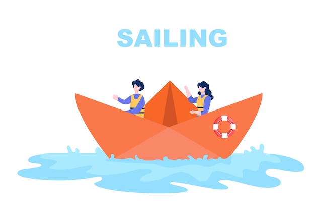 Vibrant Paper Boat Adventure: Two Explorers Set Sail on the Open Waters ...