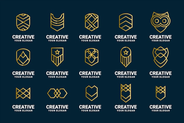 Elegant Geometric Emblems: Minimalist Symbols in Metallic Gold | Jiffy ...