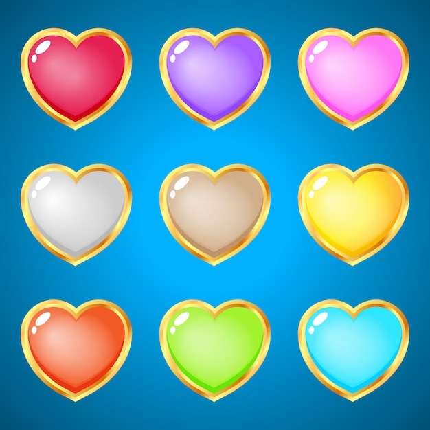 Vibrant Heart-Shaped Icons in Diverse Colors | Jiffy Designs