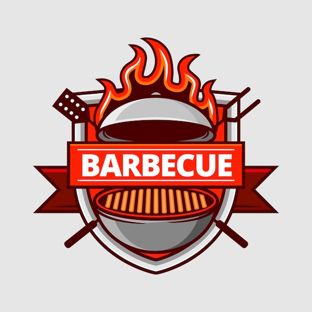 Vibrant Barbecue Emblem with Flames and Grill | Jiffy Designs