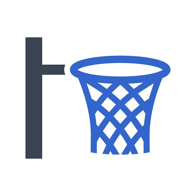 Minimalist Basketball Hoop Icon in Blue and Black | Jiffy Designs