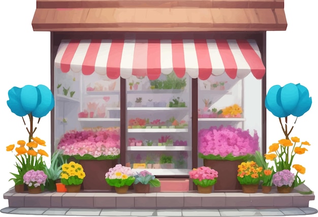 Charming Floral Storefront with Vibrant Awning | Jiffy Designs