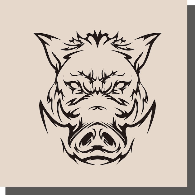 Fierce Boar Head with Dramatic Tribal Markings | Jiffy Designs