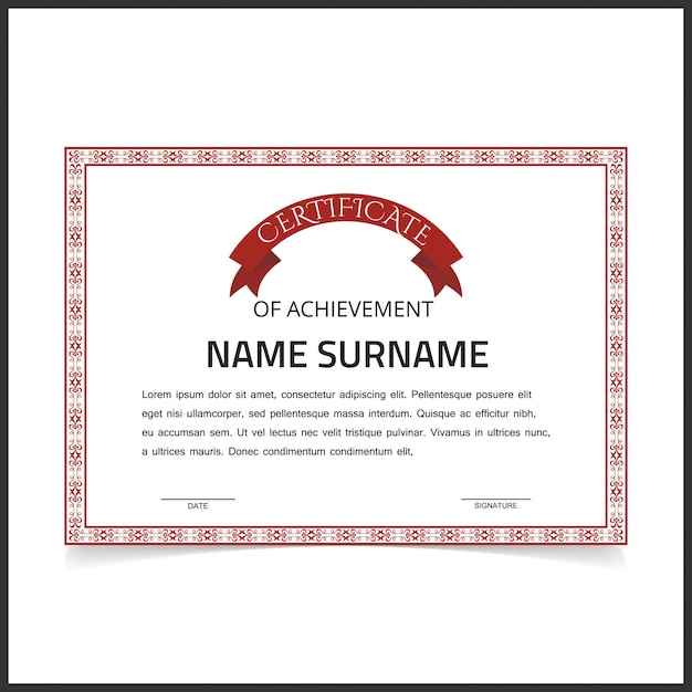 Elegant Certificate Template with Red Border and Placeholder Text ...