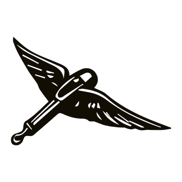 Sleek Winged Dagger Silhouette with Sharp Blade | Jiffy Designs