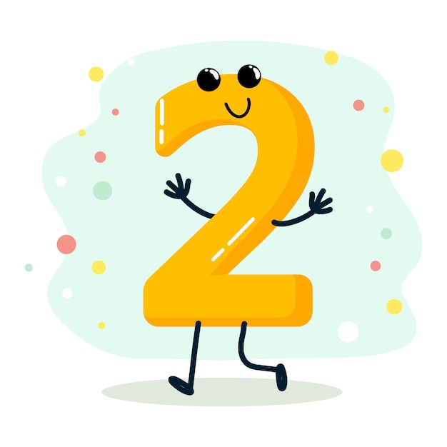 Cheerful Number Two Character in Playful Cartoon Style | Jiffy Designs