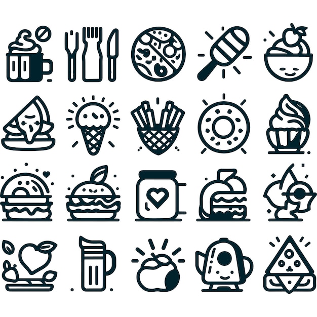 Diverse Collection of Vibrant Food and Cooking Icons | Jiffy Designs