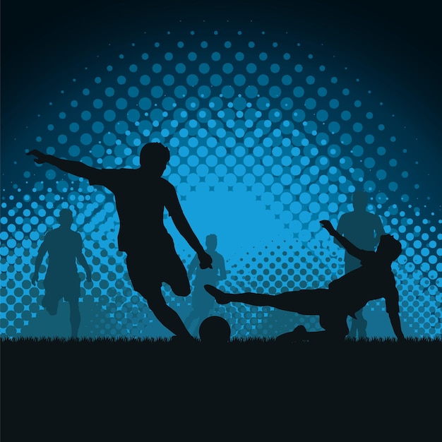 Silhouetted Soccer Players on Halftone Field | Jiffy Designs