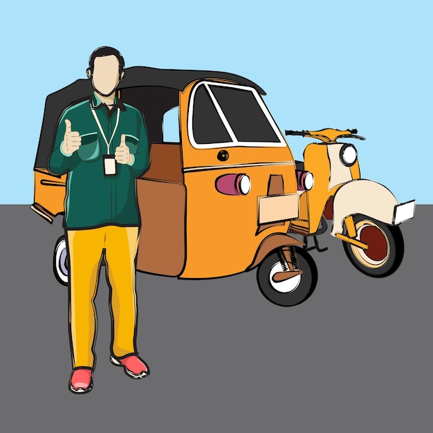 Vibrant Auto Rickshaw and Driver in Colorful Attire | Jiffy Designs