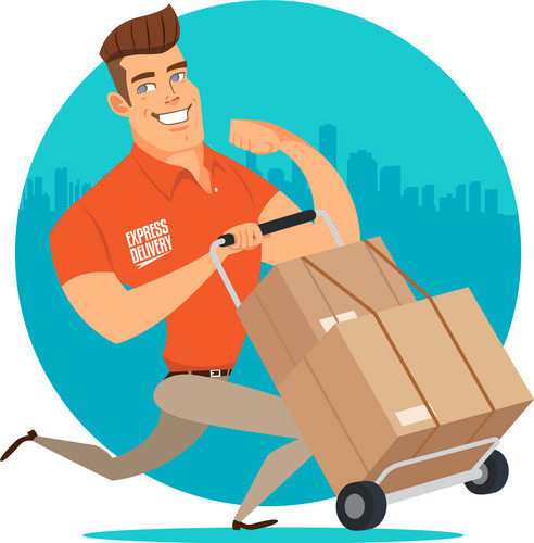 Delivery Man Vector Illustration. Delivery Courier Delivering Package ...