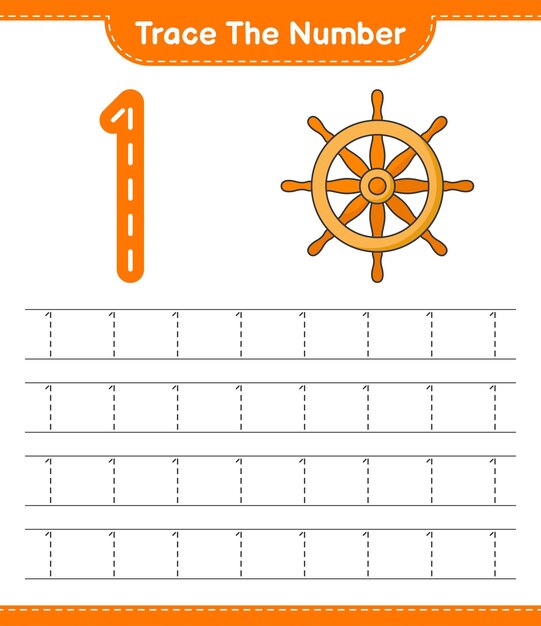 Tracing the Nautical Number One with Steering Wheel Illustration ...