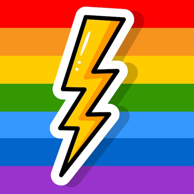 Vibrant Lightning Bolt on Rainbow Background | Jiffy Designs