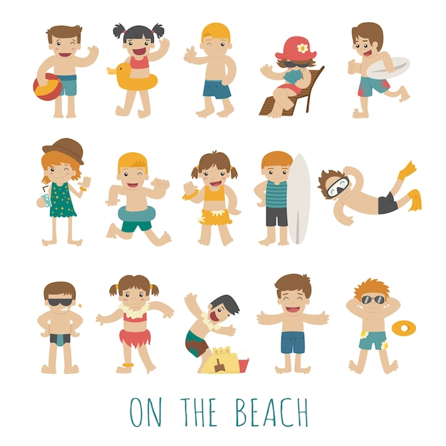 Diverse Collection of Playful Beach-Themed Characters | Jiffy Designs