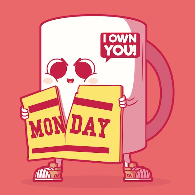 Cheerful Monday Mascot Holding Motivational Sign | Jiffy Designs