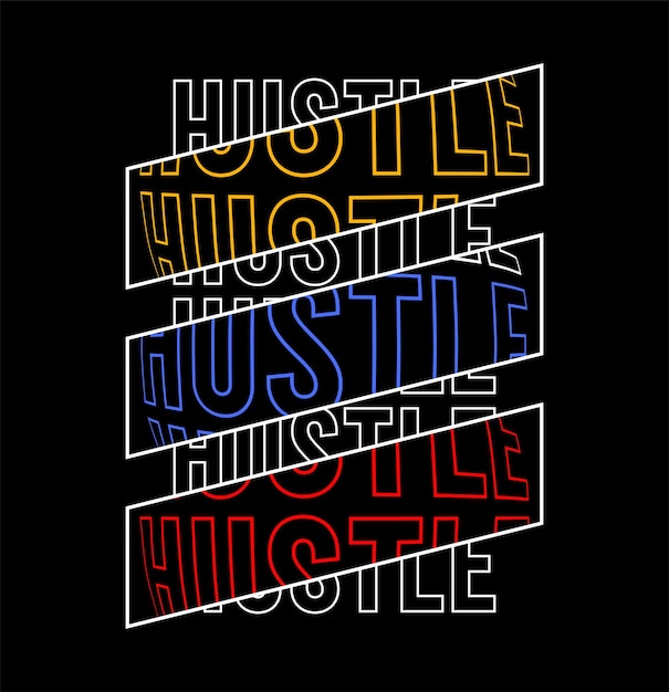 Vibrant Neon Lettering with Layered 'Hustle' Text | Jiffy Designs