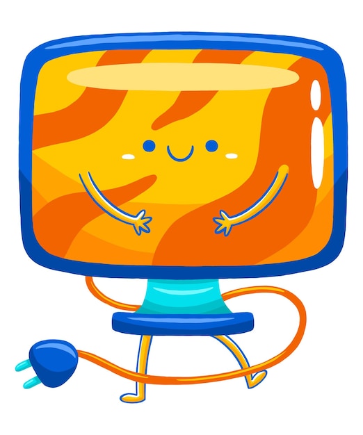 Cheerful Cartoon Computer Monitor with Smiling Face | Jiffy Designs